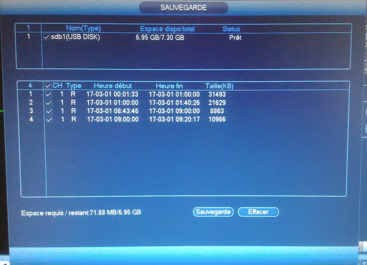 Copier les images de vidéosurveillance sur clé USB - VSB Support